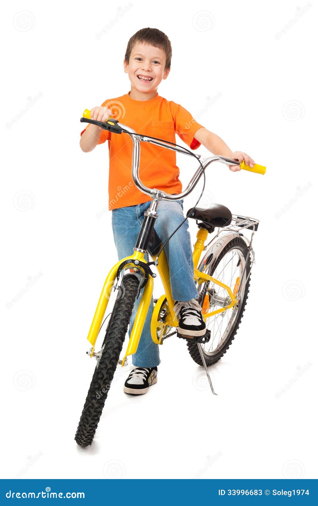 Boy on bicycle stock image. Image of happy, cute, bicyclist - 33996683