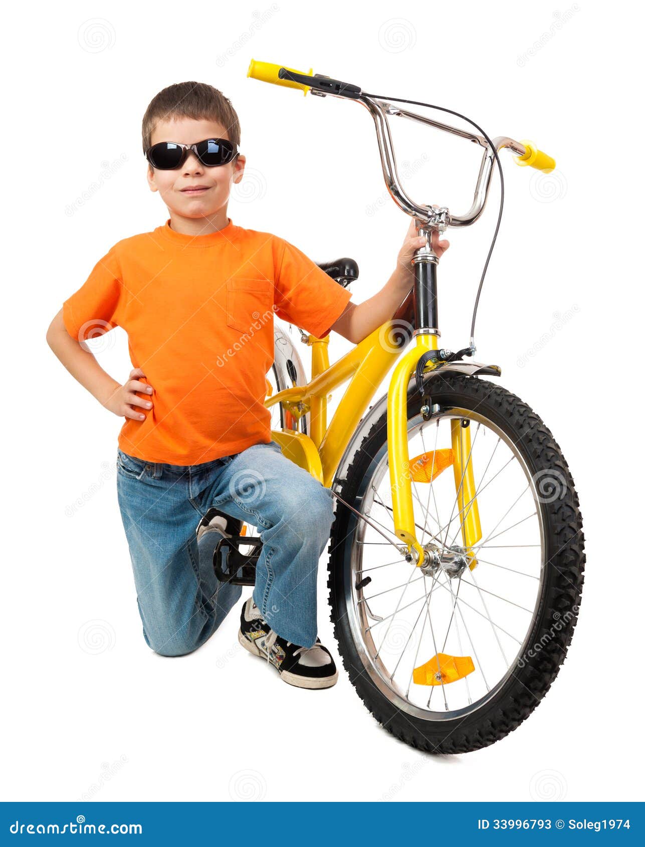 Boy on bicycle stock image. Image of portrait, playful - 33996793