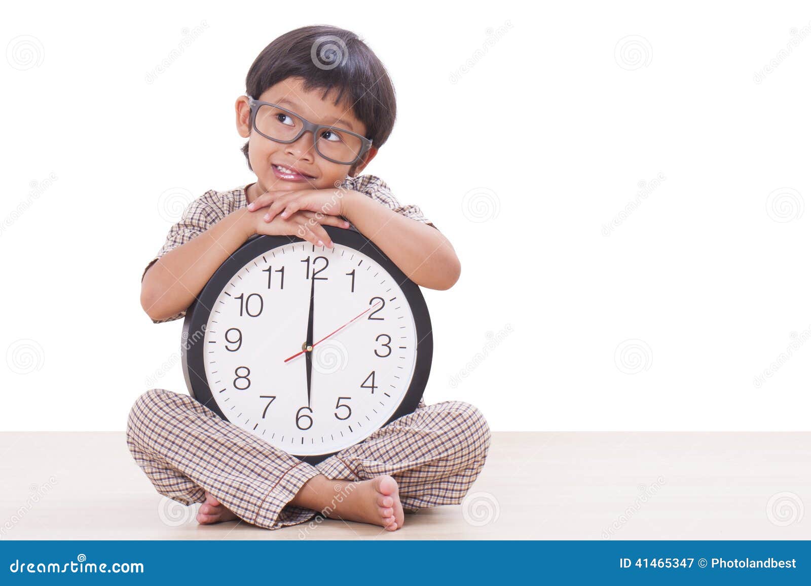 Boy and big clock stock image. Image of happy, morning - 41465347