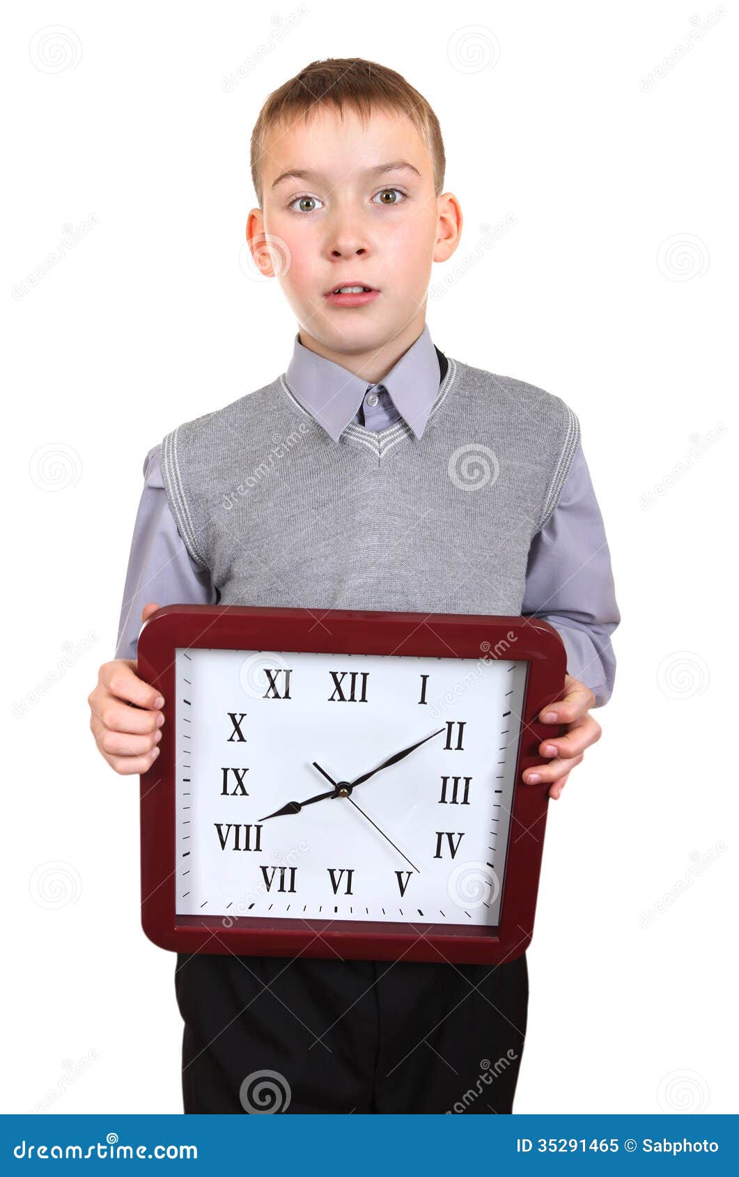 Boy with Big Clock stock image. Image of adolescence - 35291465