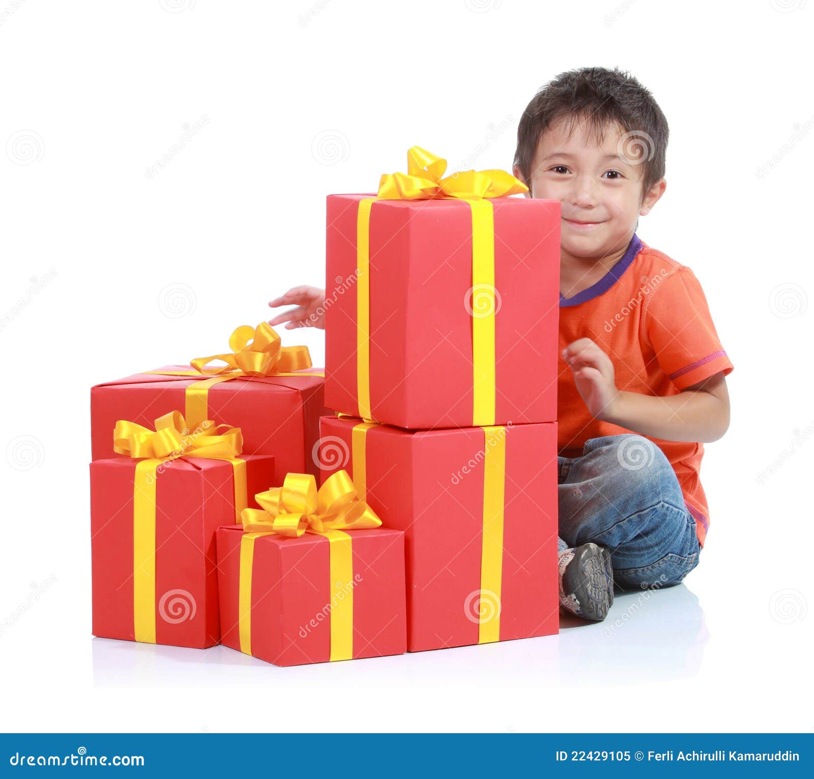 Boy with big gift stock image. Image of happy, asian - 22429105