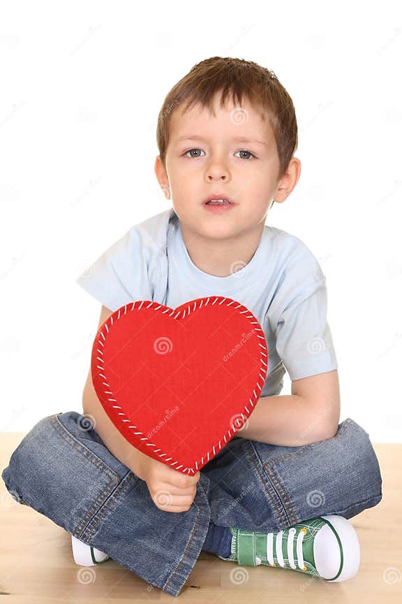 Boy with big heart stock photo. Image of casual, jeans - 2344086