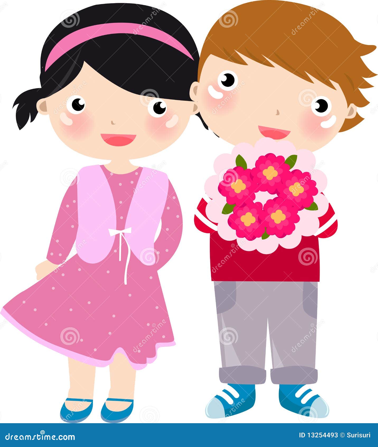 Boy with big rose stock vector. Illustration of design - 13254493