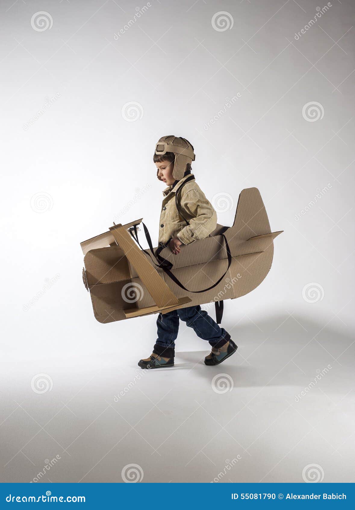 Boy and biplane. stock photo. Image of aviator, children - 55081790