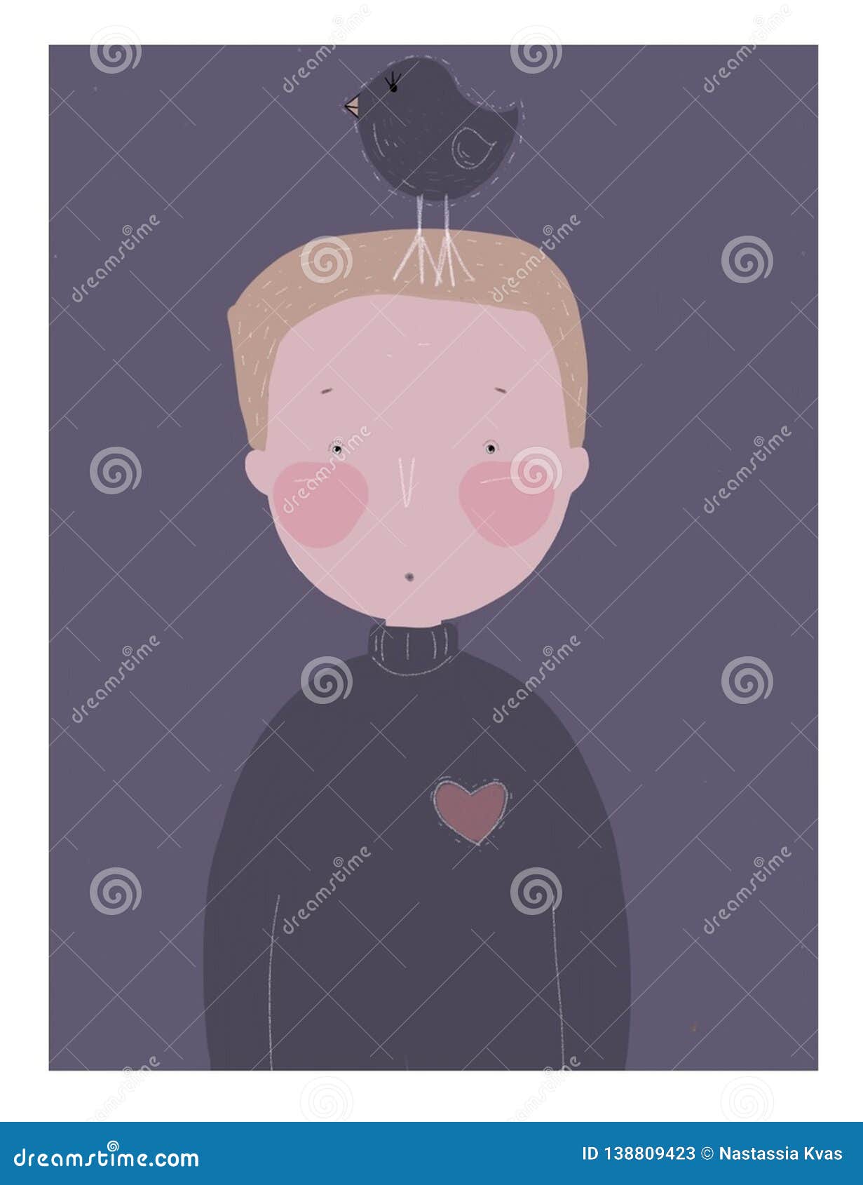 Boy and bird stock illustration. Illustration of house - 138809423