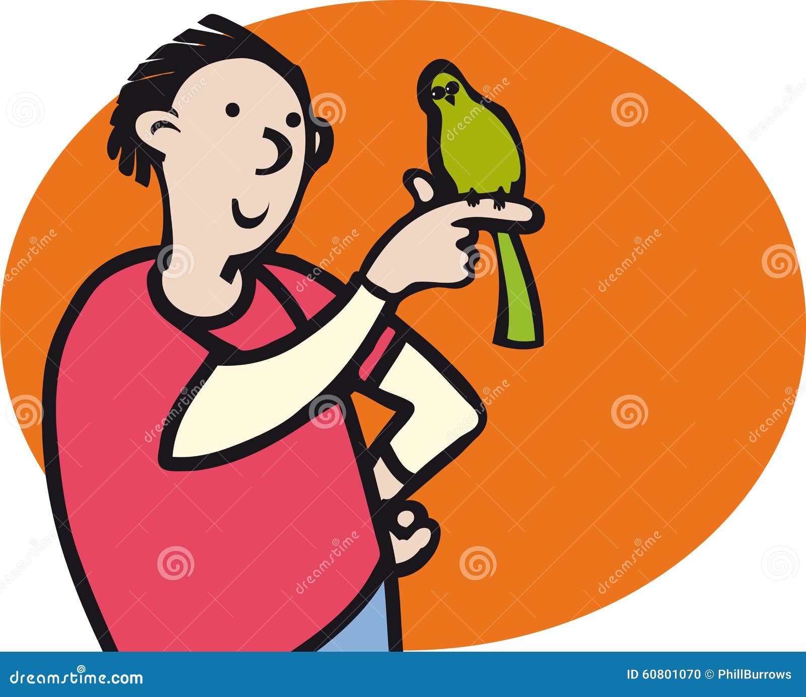 Boy and bird stock vector. Illustration of loyal, feathered - 60801070