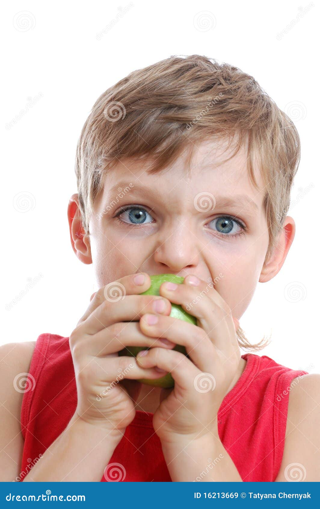 Boy biting an apple stock image. Image of biting, children - 16213669