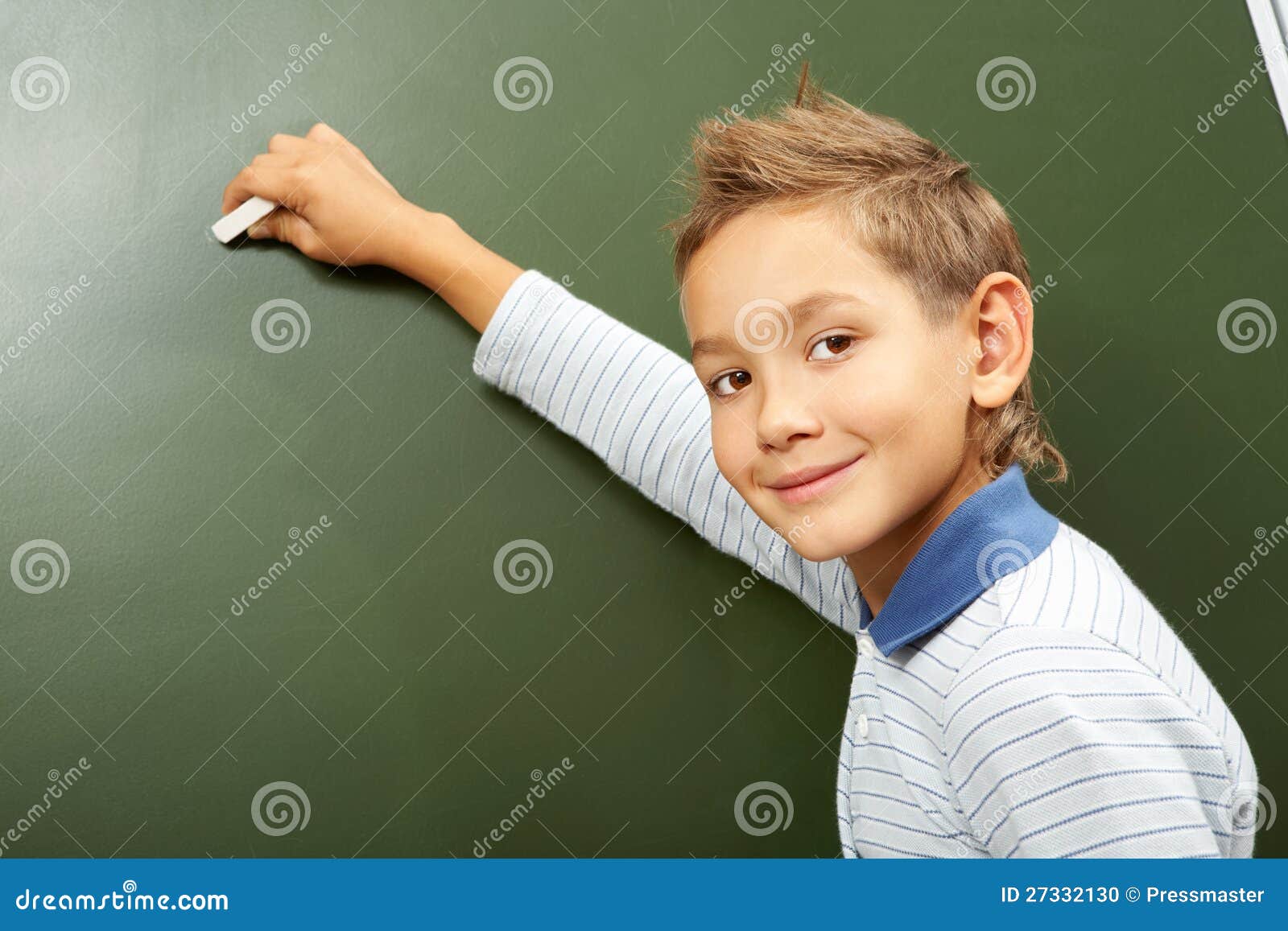 Boy at blackboard stock photo. Image of little, diligent - 27332130