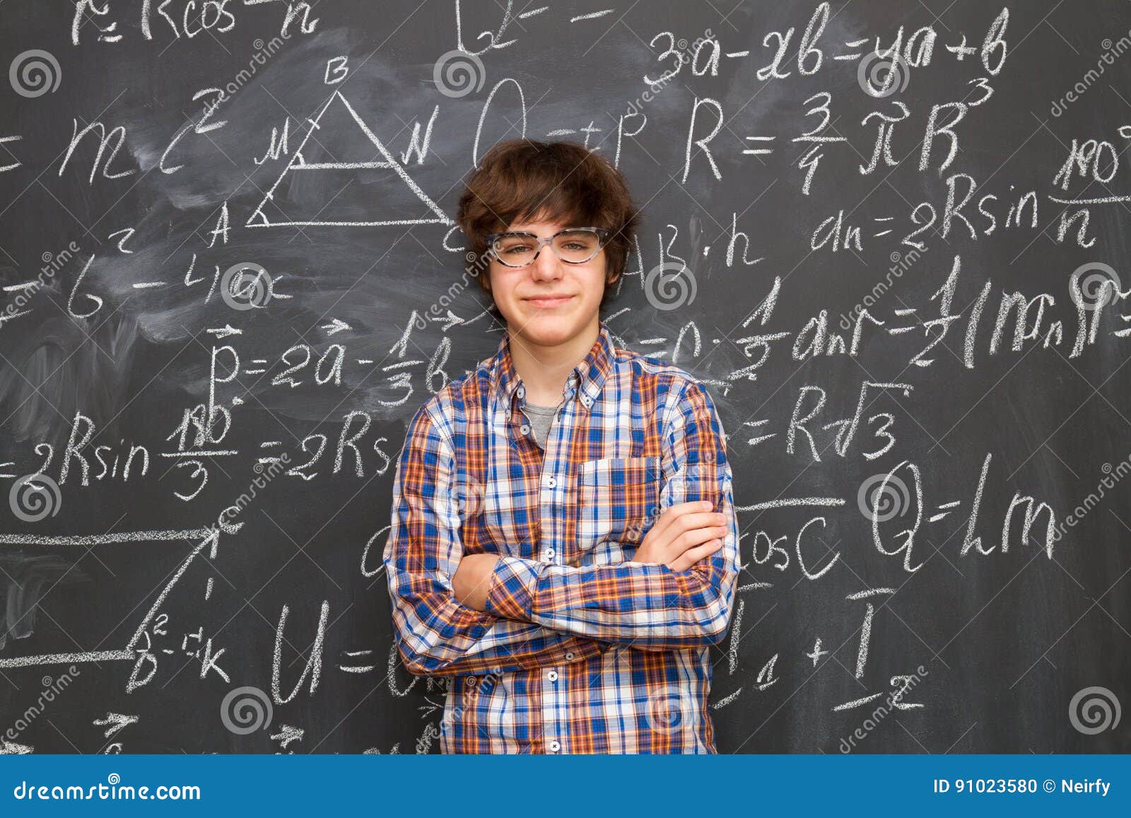 Boy And Blackboard Filled With Math Formulas Royalty-Free Stock Image ...