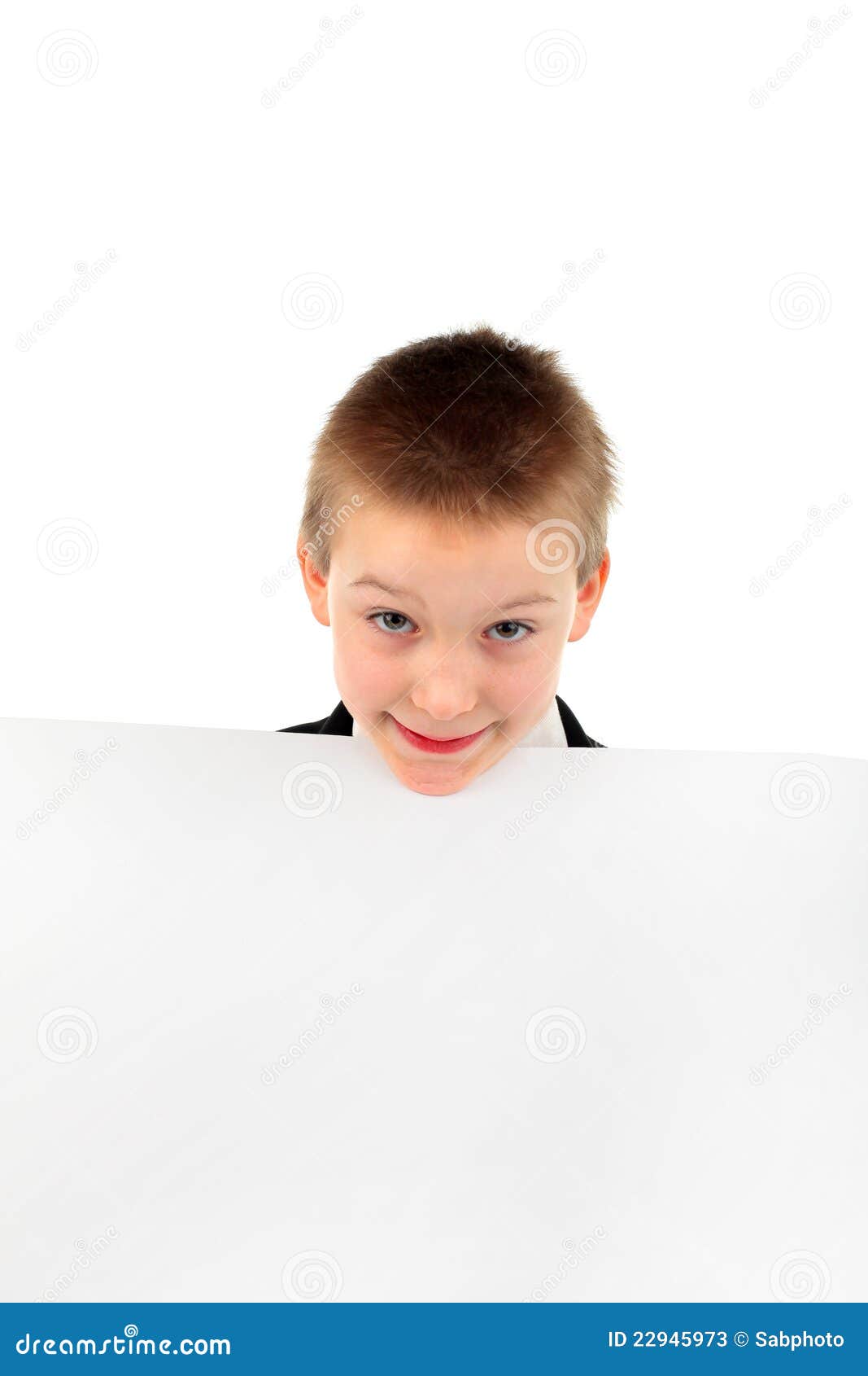 Boy with blank paper stock image. Image of little, empty - 22945973