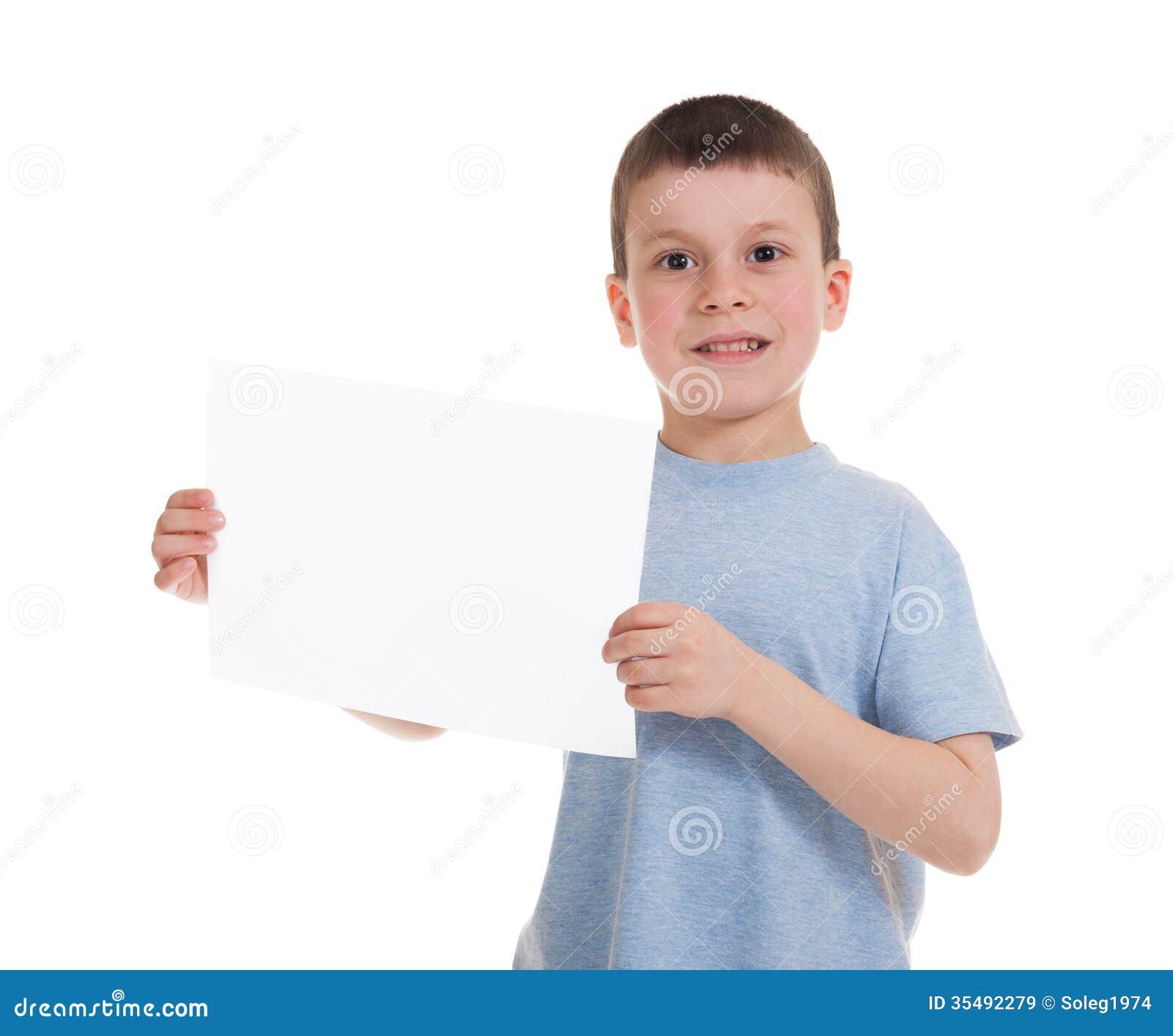 Boy with blank sheet paper stock image. Image of hand - 35492279