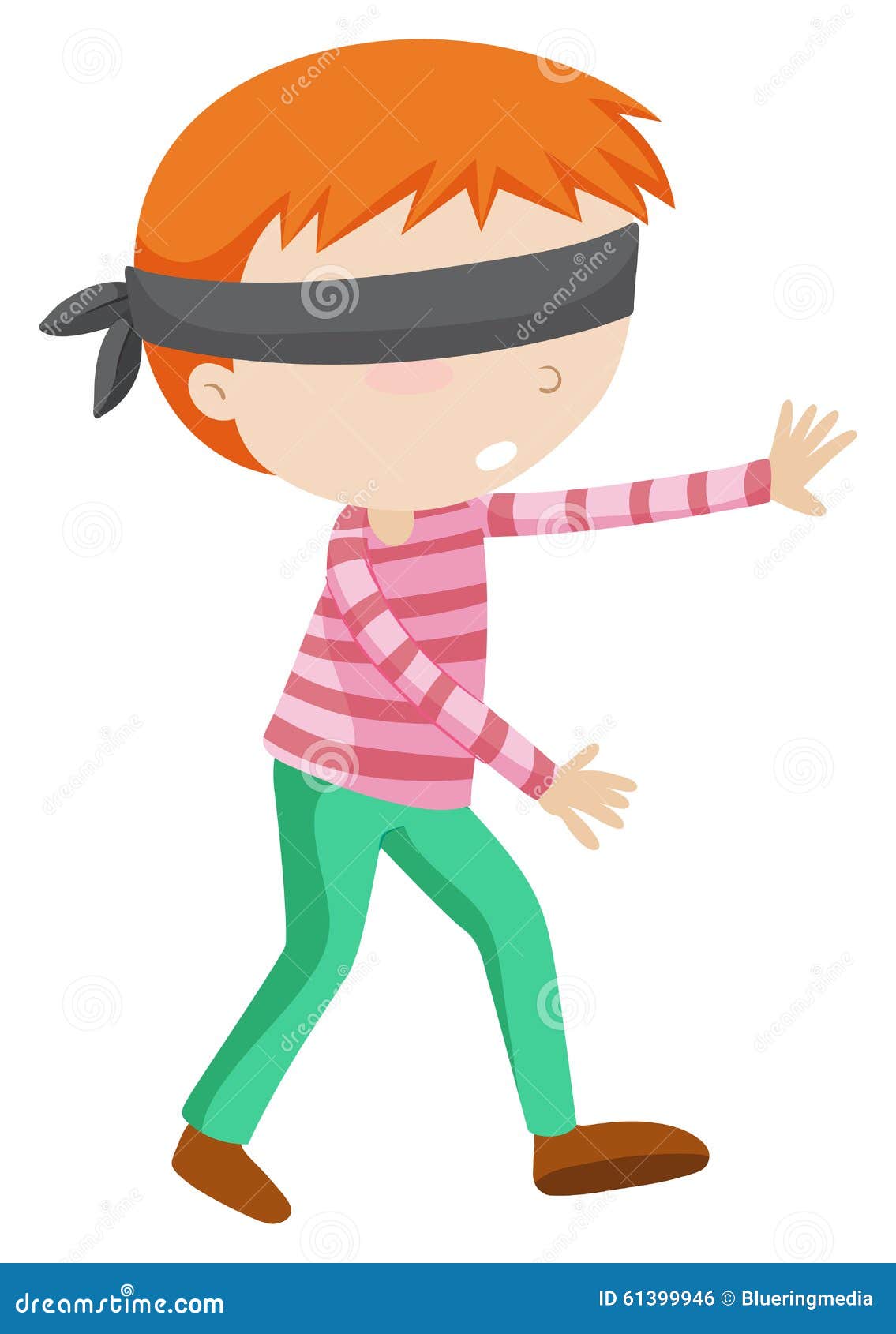 Blindfolded Little Boy Trying To Catch Other Children During Play ...