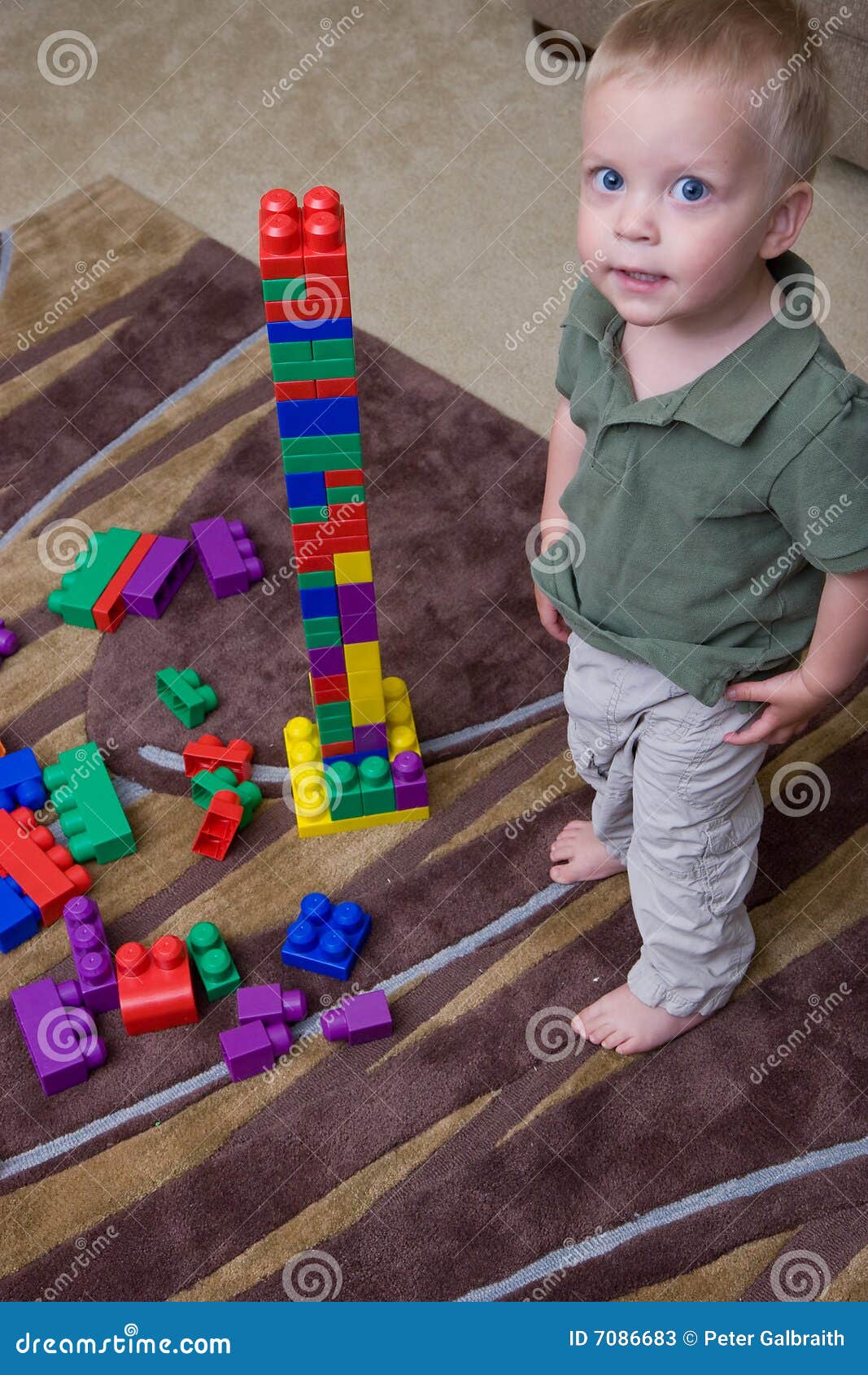 Boy with blocks stock image. Image of development, build - 7086683