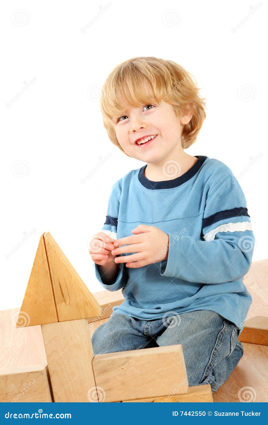 Boy with blocks stock photo. Image of build, wooden, learning - 7442550