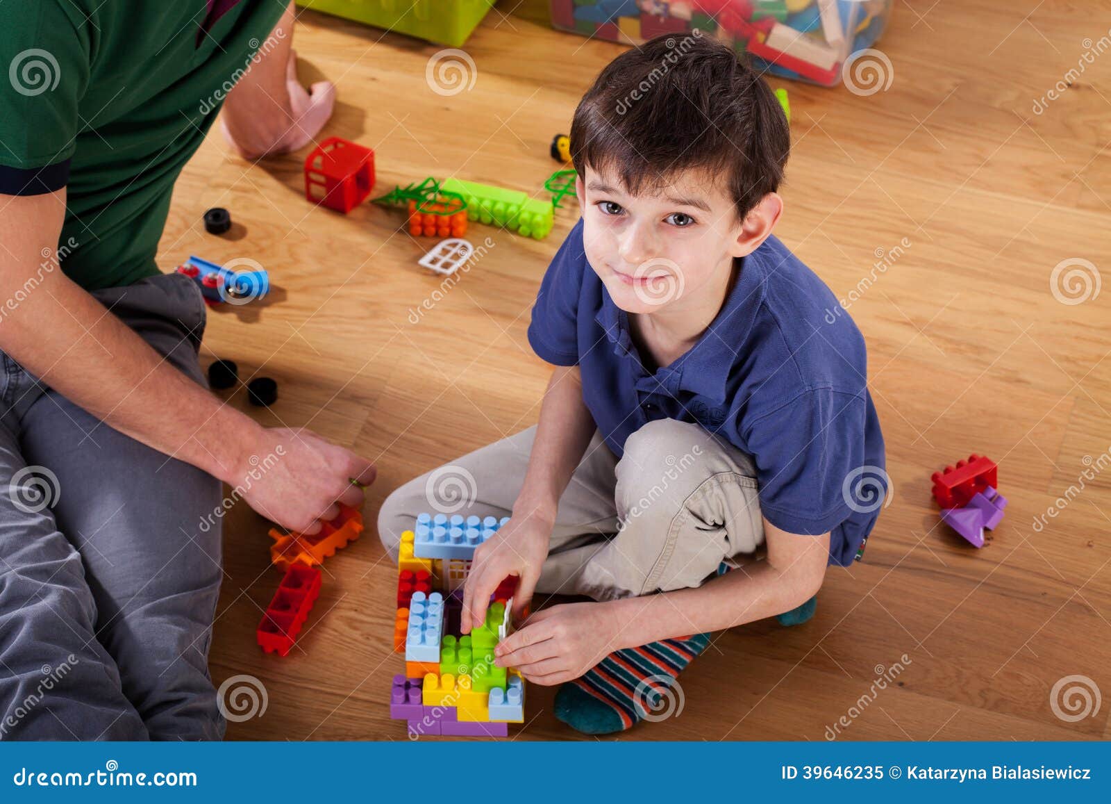 A Boy with Blocks on the Floor Stock Image - Image of entertainment ...