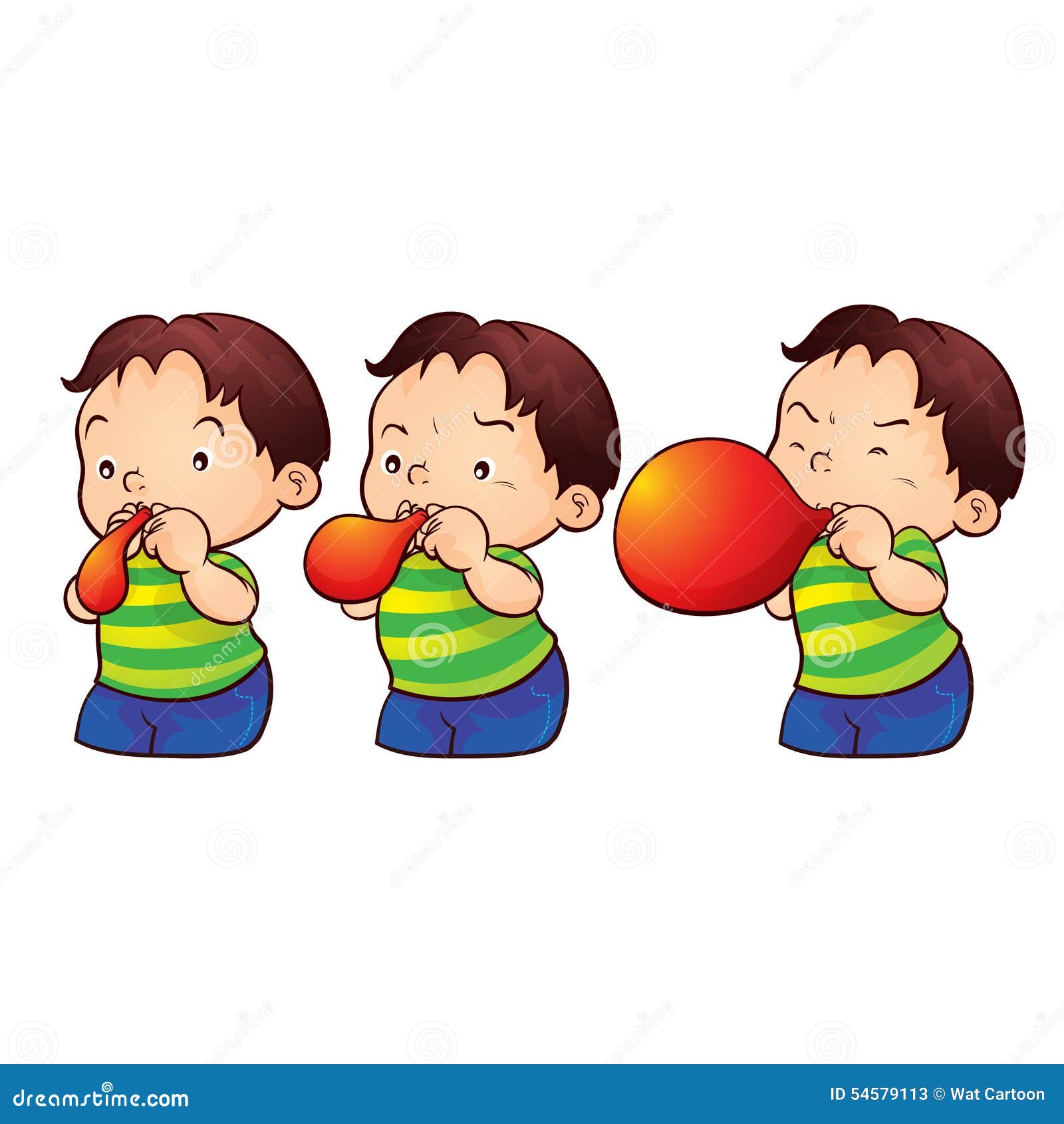 Boy Blow Up Balloon Cartoon Vector | CartoonDealer.com #54579113