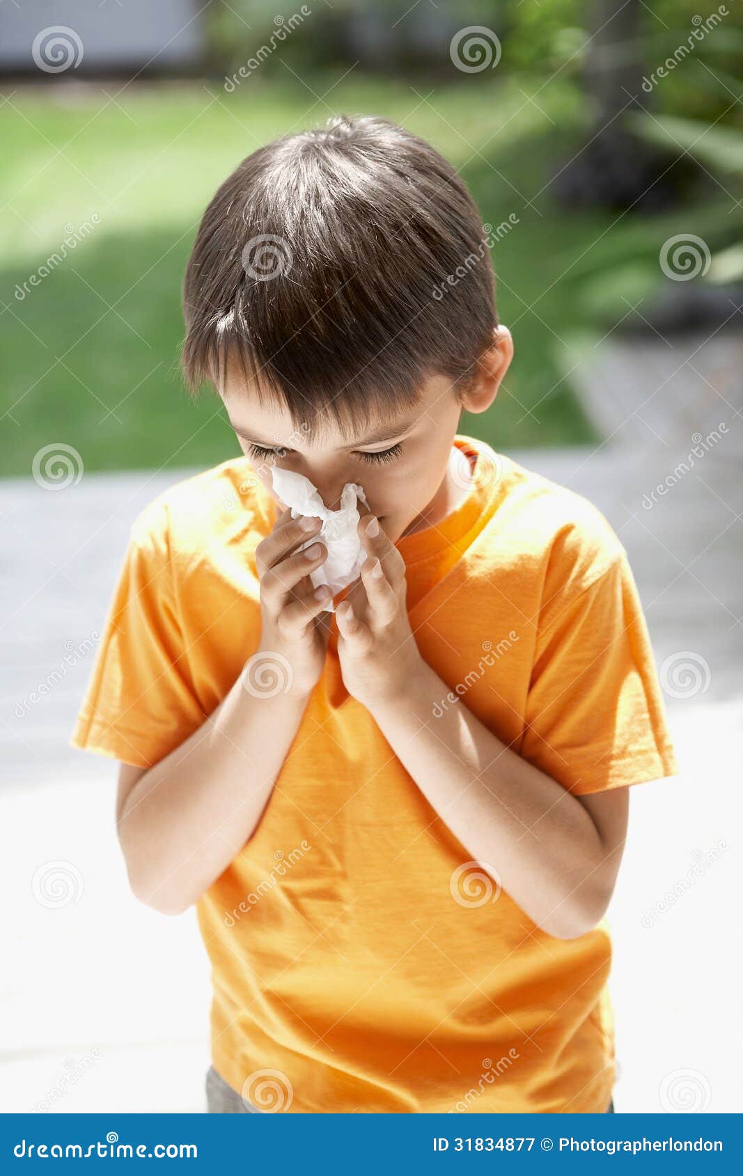 Boy Blowing Nose stock image. Image of child, allergic - 31834877