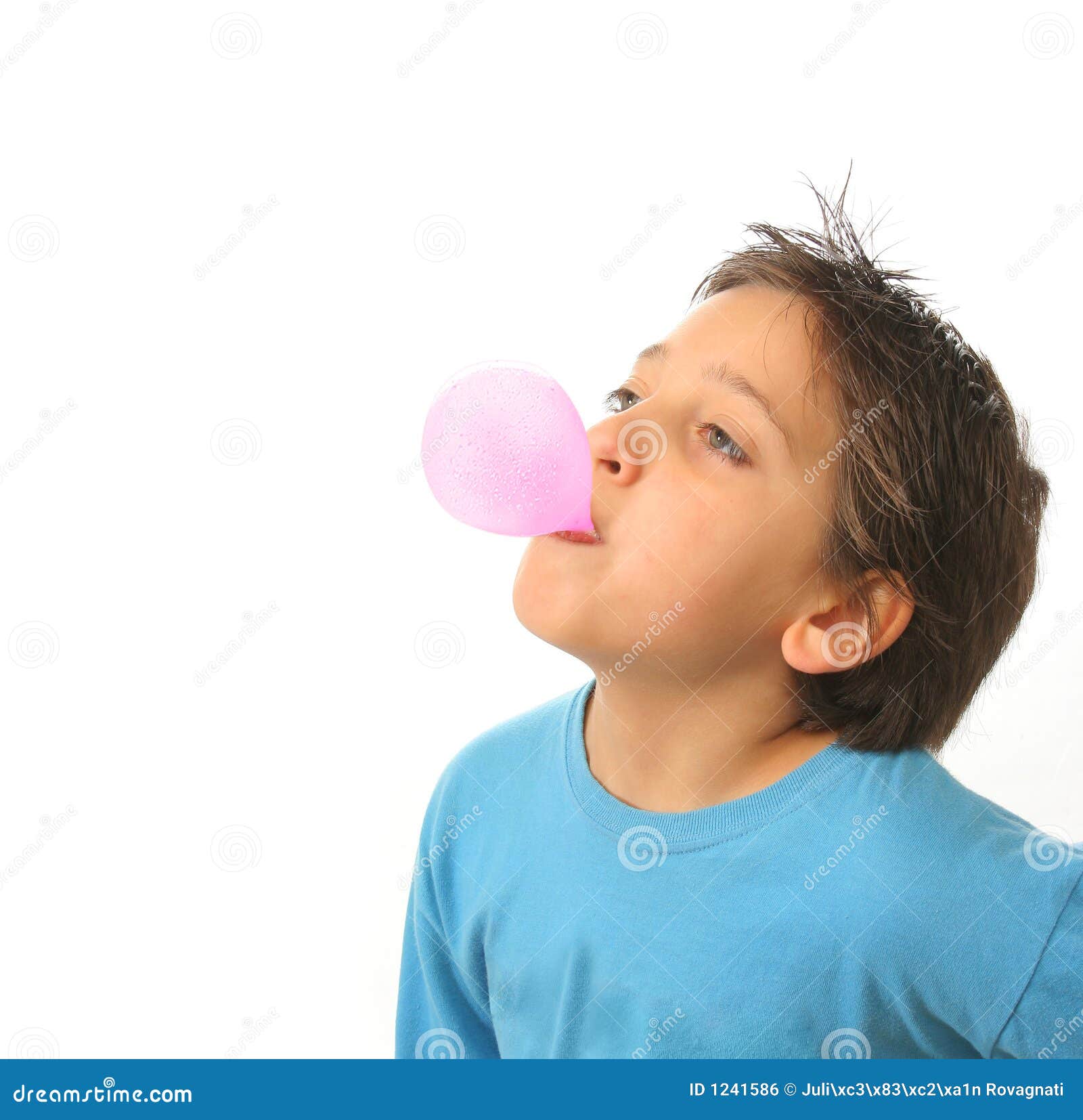 Boy Blowing a Pink Bubble Gum Stock Photo - Image of bubblegum, bubble ...
