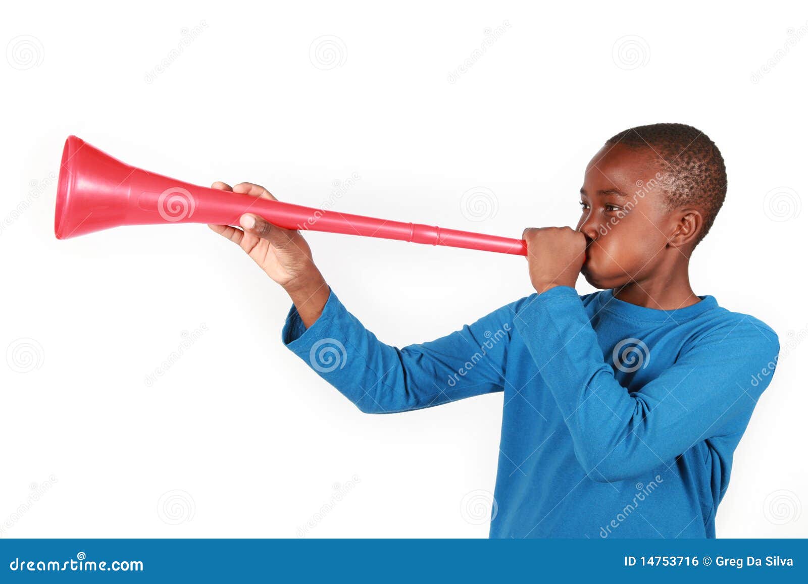 Boy Blowing Vuvuzela Stock Image | CartoonDealer.com #14753893