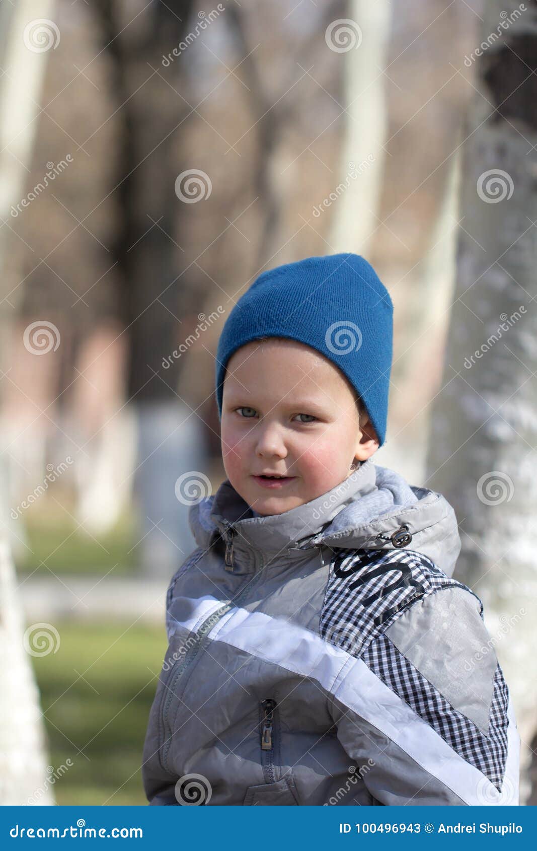 Boy in a Blue Cap on Nature Stock Image - Image of cheerful, child ...
