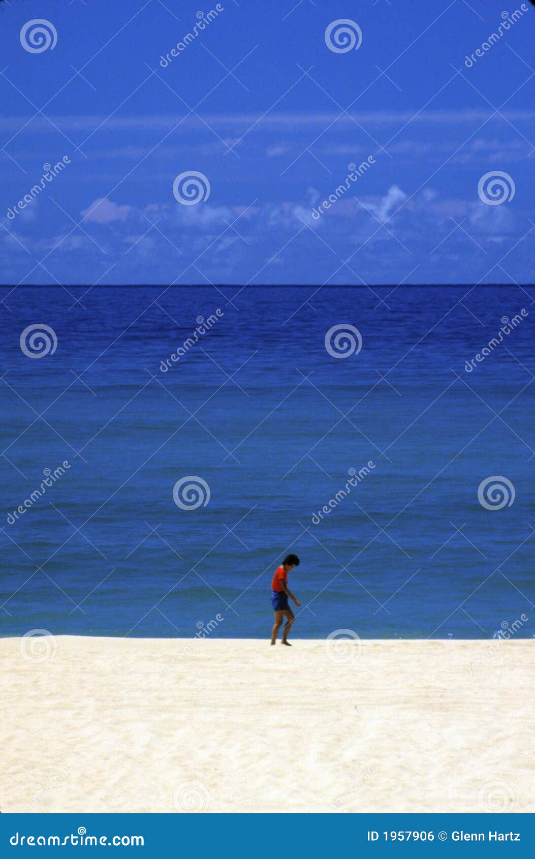 Boy on a Blue Hawaiian Beach Stock Photo - Image of blue, pacific: 1957906