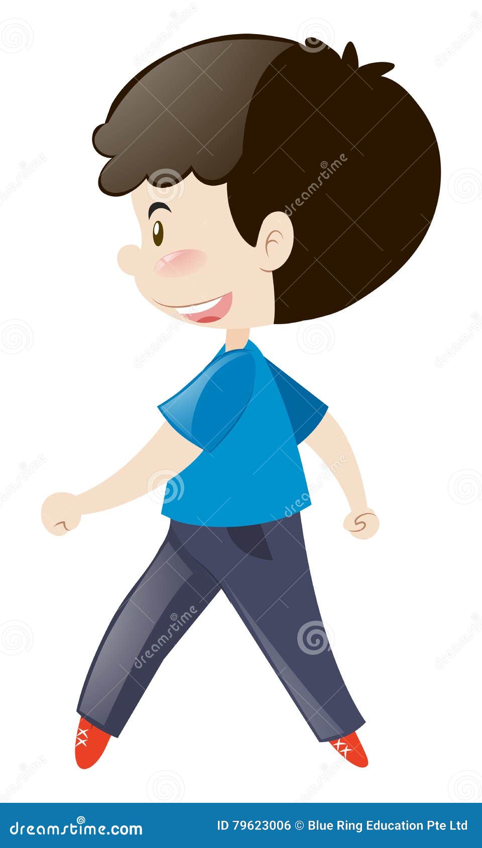 Boy in blue shirt walking stock vector. Illustration of student - 79623006