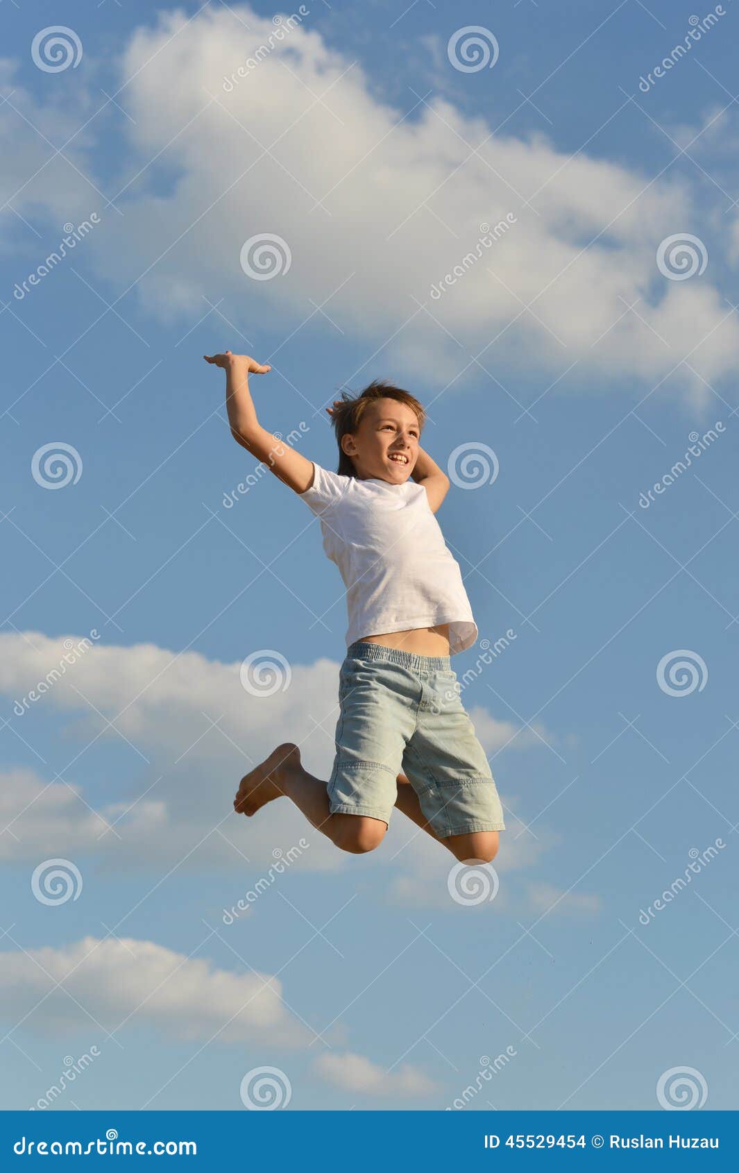 Boy on blue sky background stock photo. Image of human - 45529454