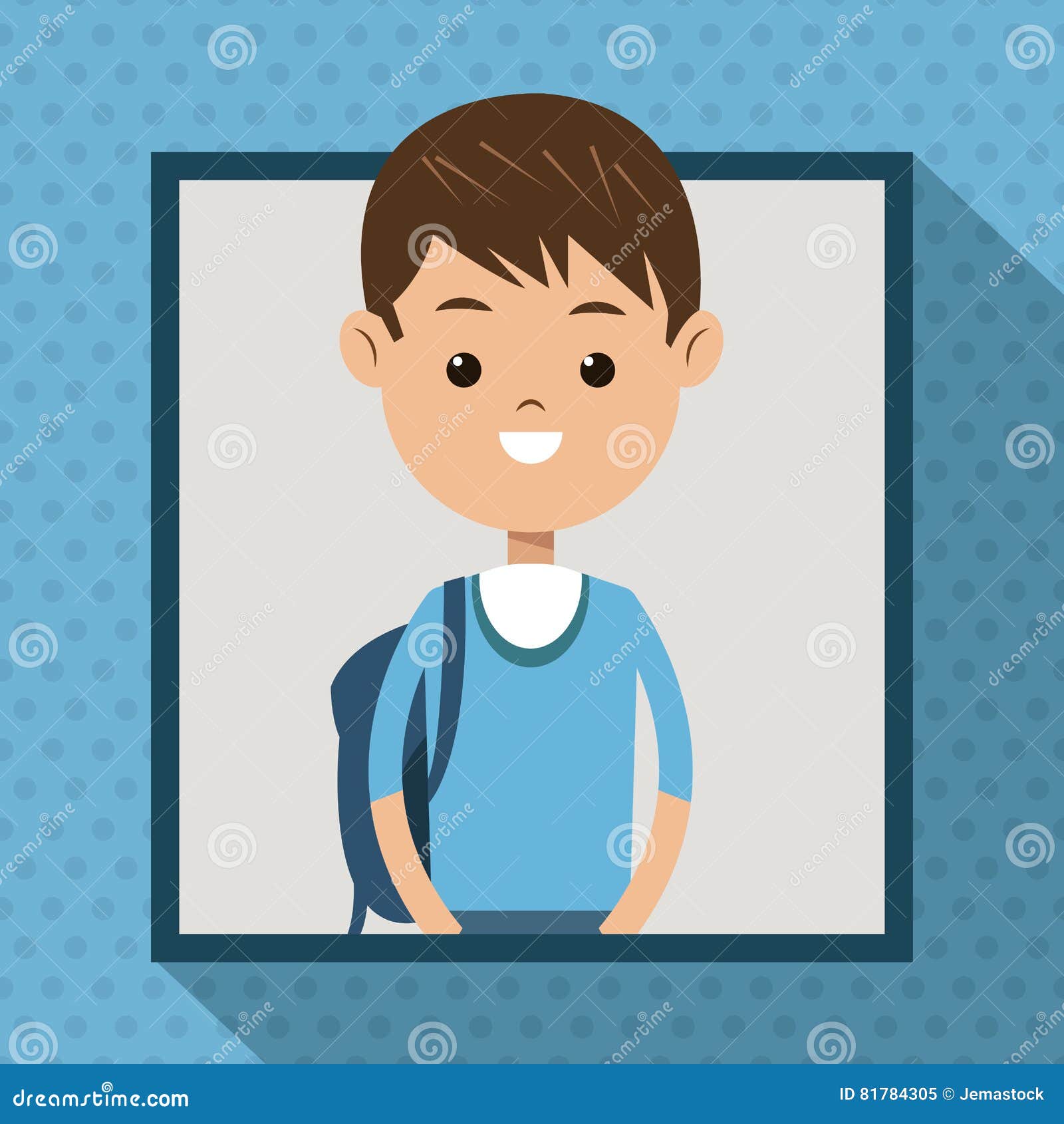 Boy Blue Tshirt Student Frame Dot Shadow Background Stock Vector ...