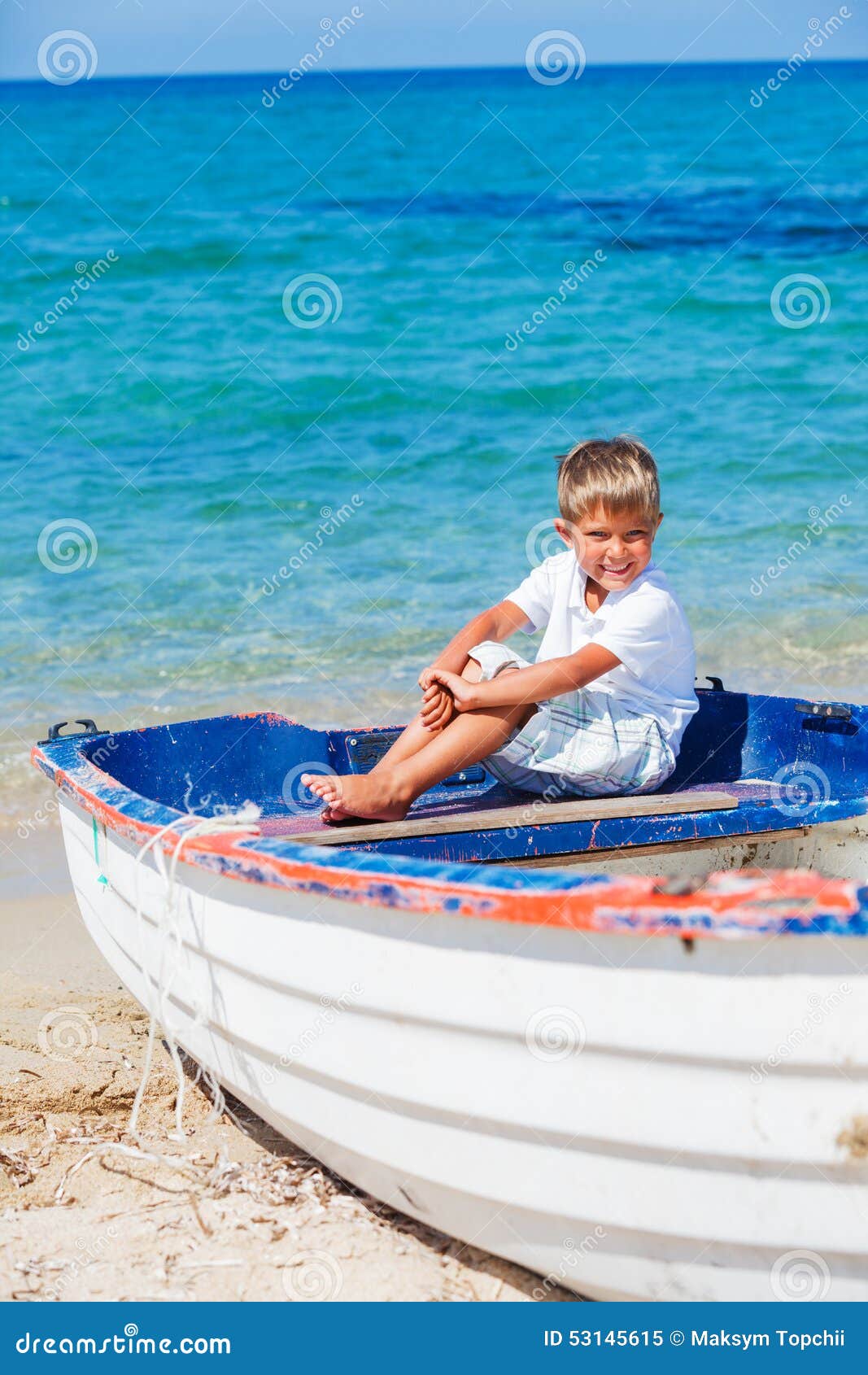 Boy with boat stock image. Image of healthy, adventure - 53145615