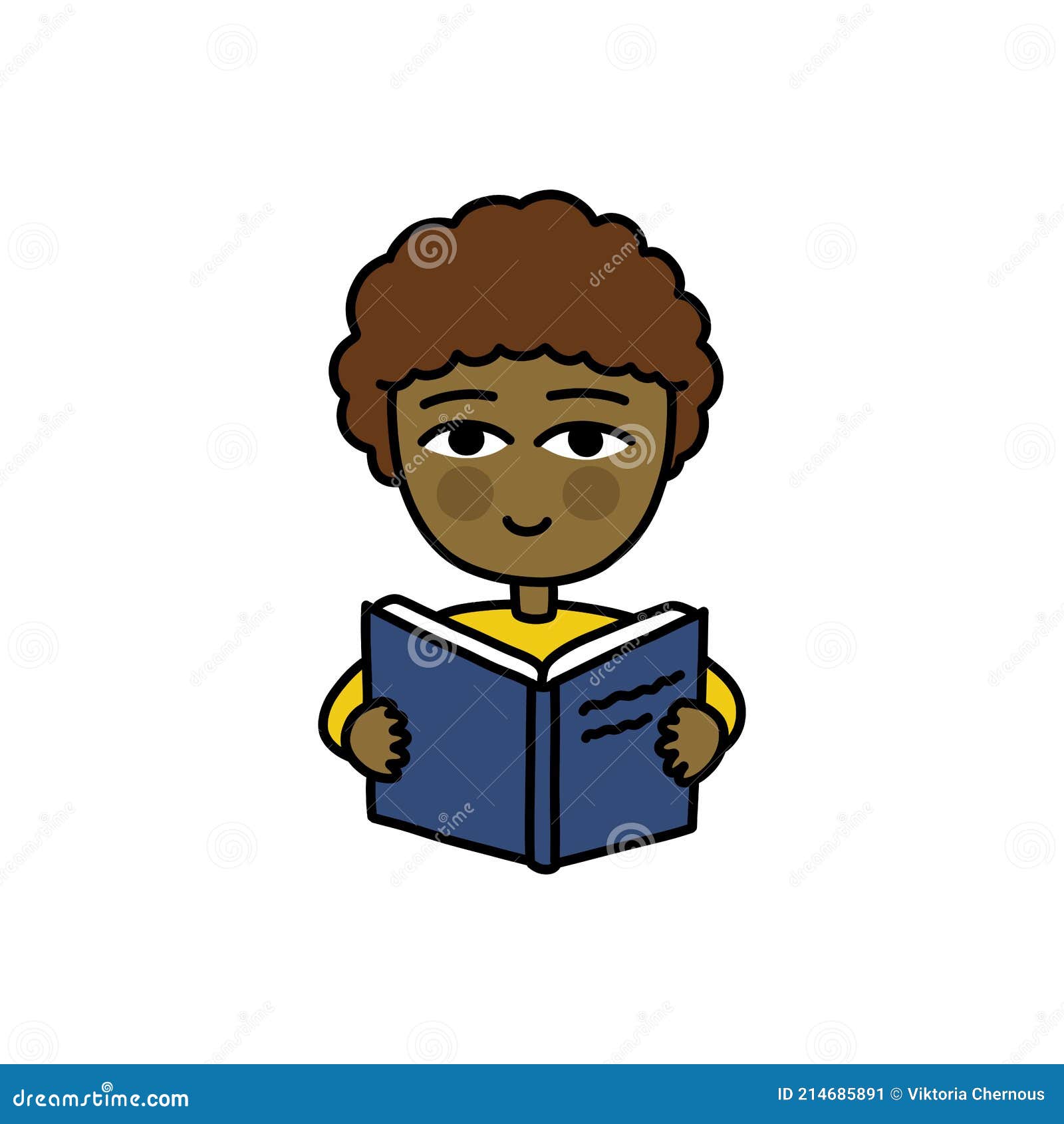 Boy with Book Doodle Icon, Vector Color Illustration Stock Illustration ...