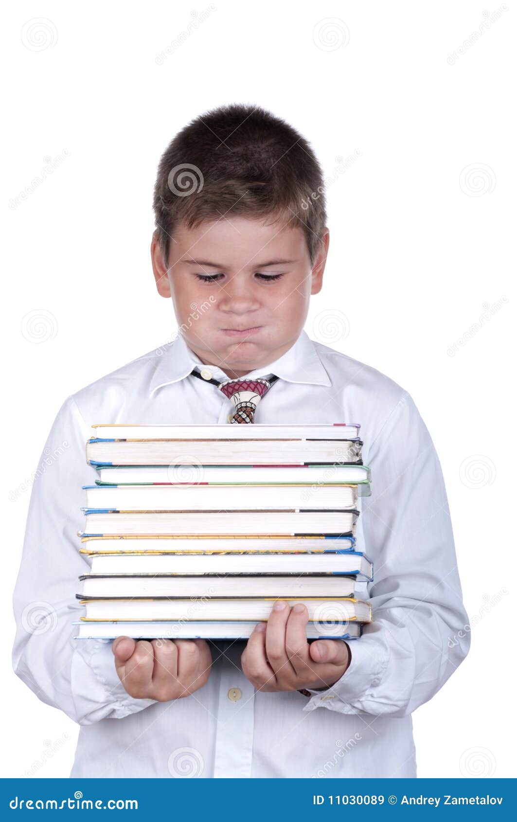 The boy with books stock image. Image of hard, white - 11030089