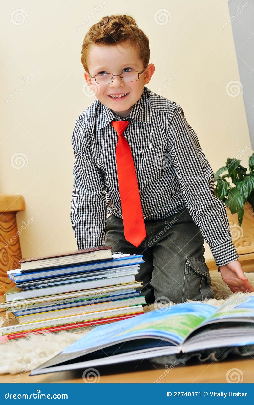 Boy with books stock image. Image of checked, school - 22740171