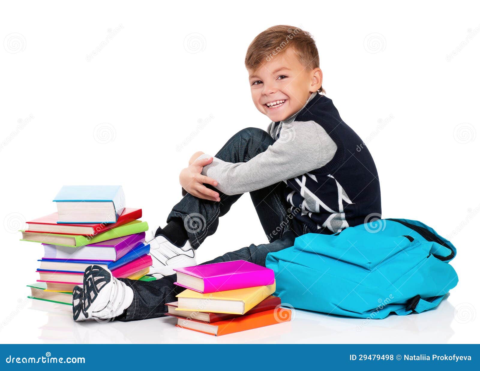 Boy with books stock photo. Image of school, male, back - 29479498