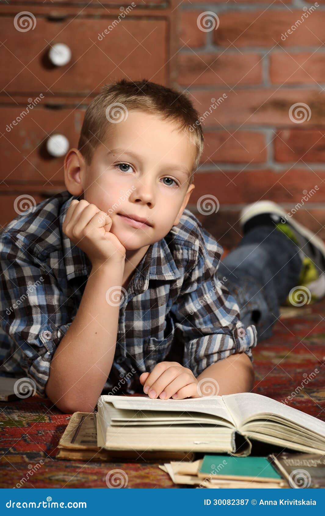 Boy with a books stock image. Image of cute, library - 30082387