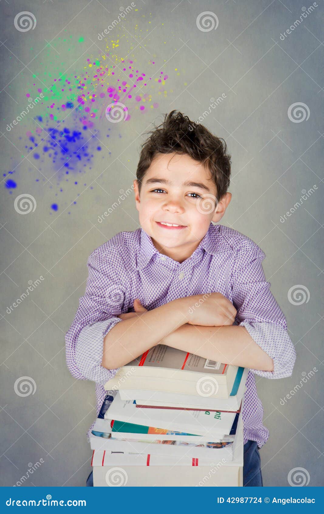 Boy with books stock photo. Image of book, calm, learning - 42987724