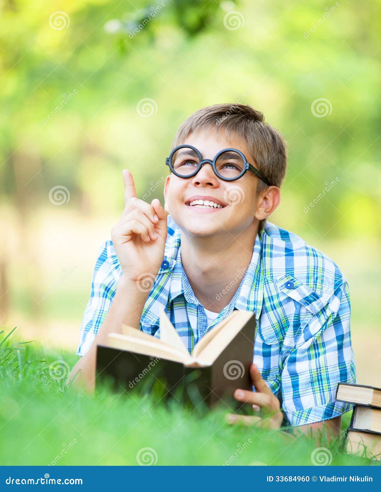 Boy with books stock photo. Image of green, schoolchild - 33684960