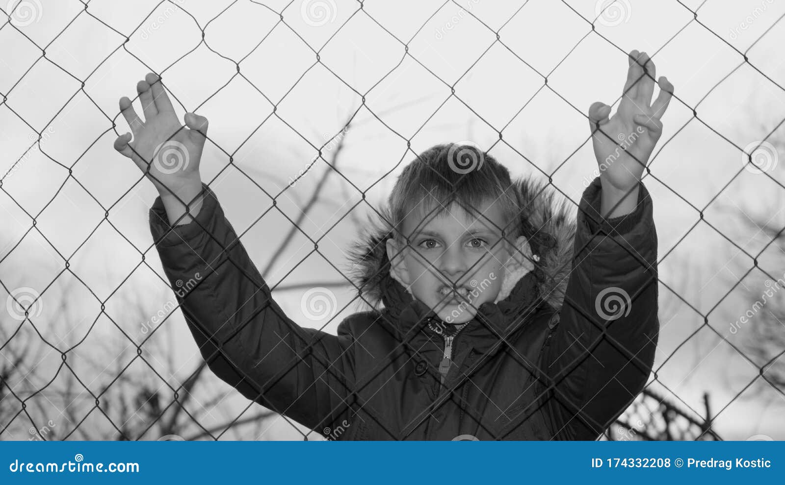 The boy at the border stock photo. Image of scared, border - 174332208