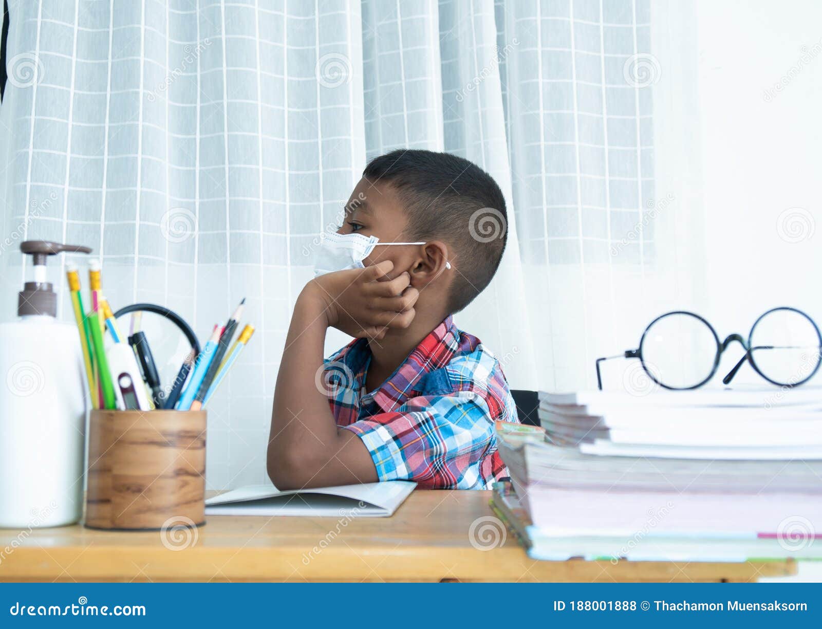 Boy Bored Tired Stressed with Homework Stock Photo - Image of childhood ...