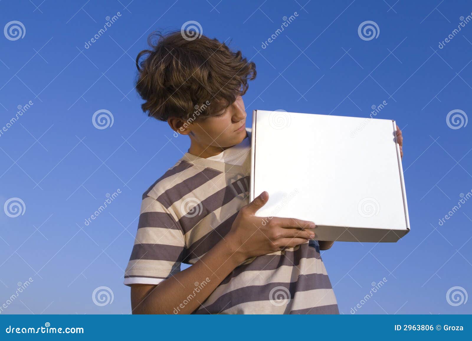Boy with box stock photo. Image of holiday, birthday, gift - 2963806