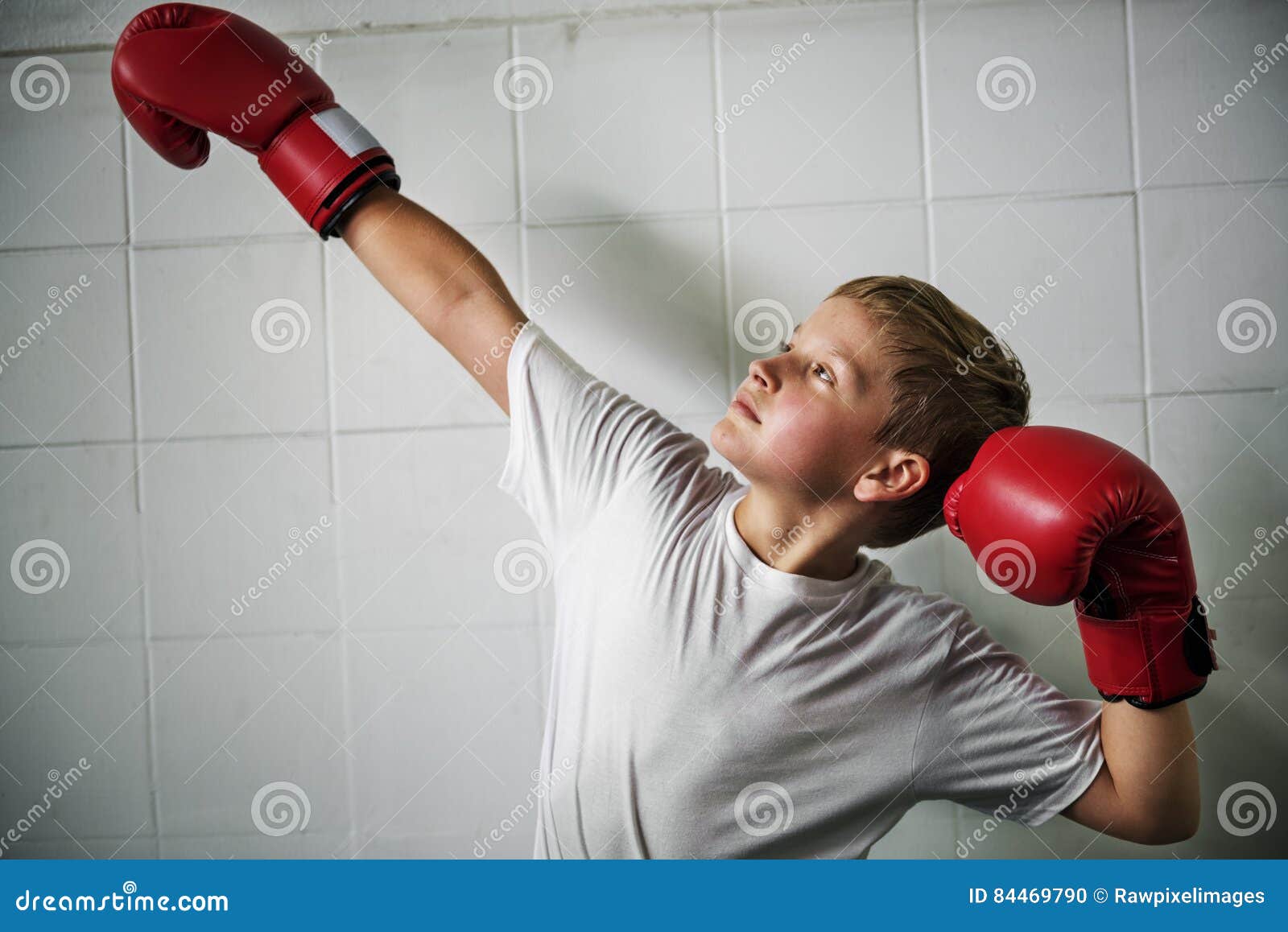 Boy Boxing Victory Confidence Posing Winning Concept Stock Photo ...