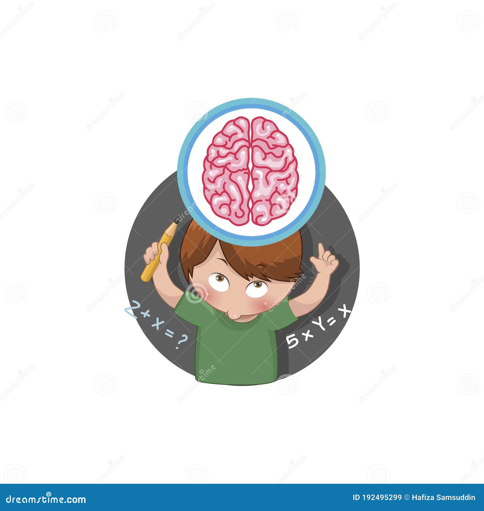Boy with Brain Concept. Vector Illustration Decorative Design Stock ...