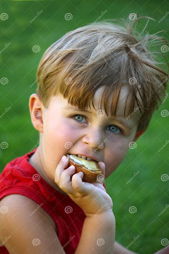 Boy with bread stock photo. Image of closeup, health, model - 6763228