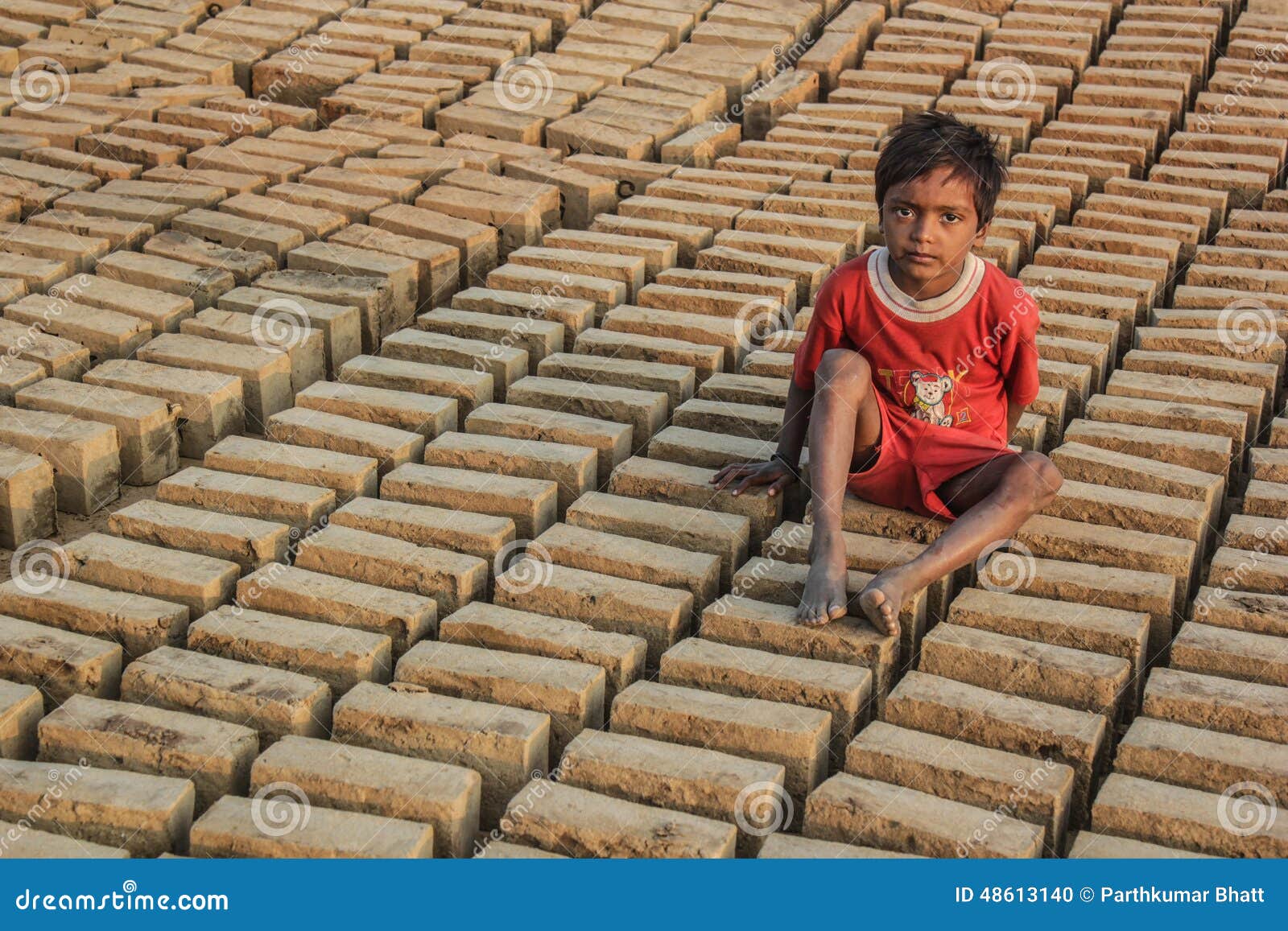 Boy at Brick Manufacturing Site. Editorial Image - Image of education ...