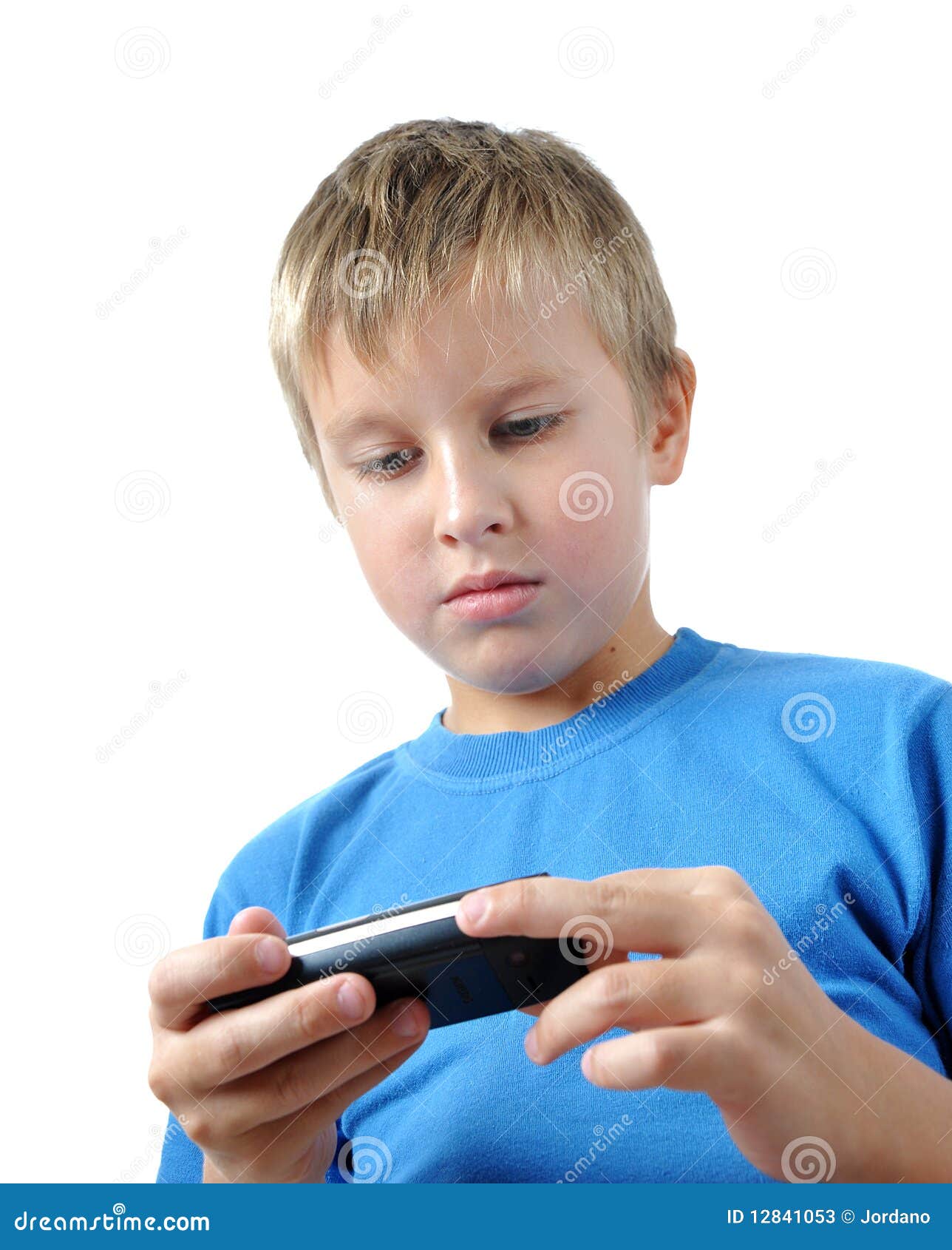 Boy is Browsing on Mobile Phone Stock Image - Image of emotion, listen ...
