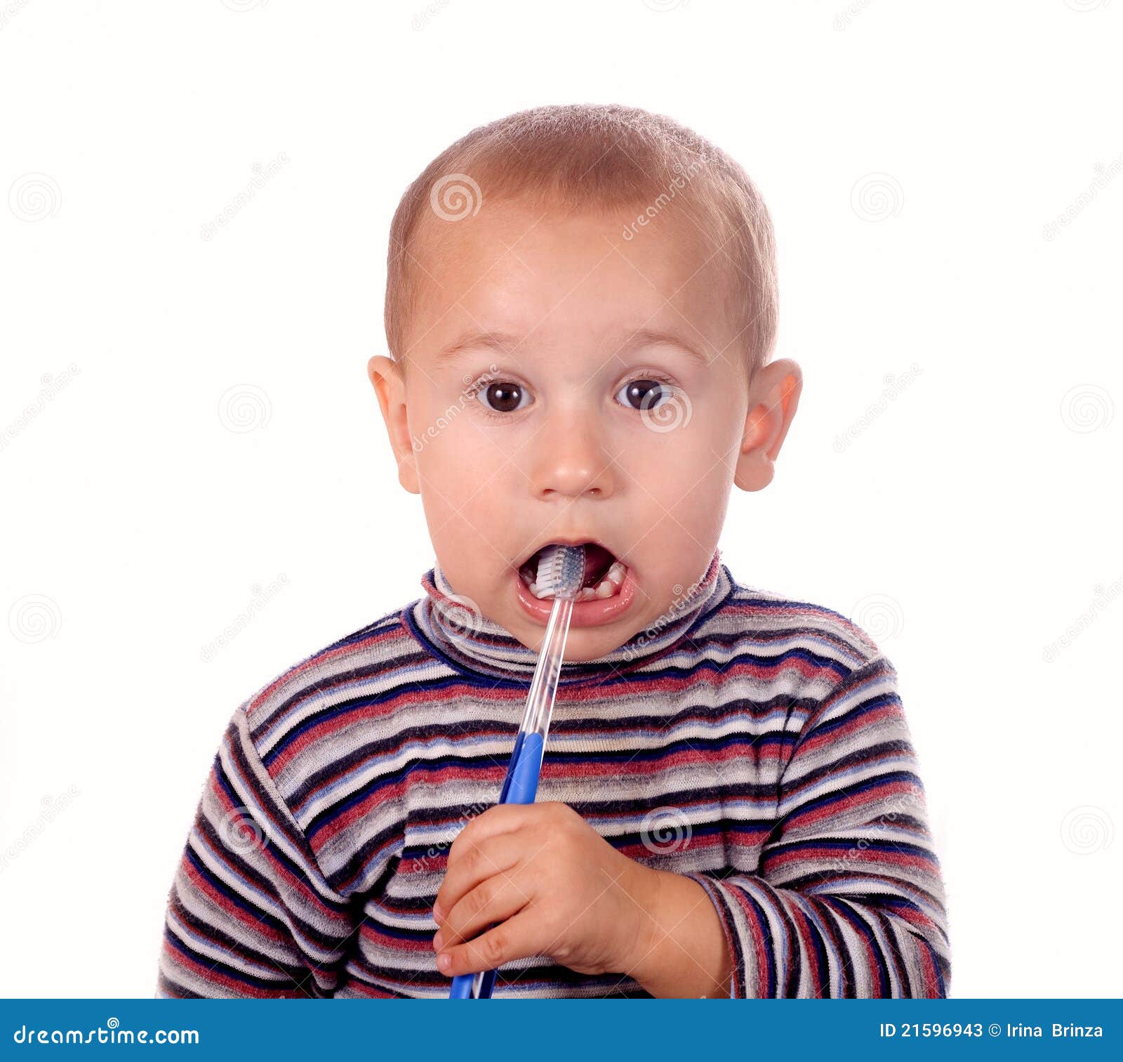 Boy Brushing His Teeth after Bath Stock Image - Image of chest ...