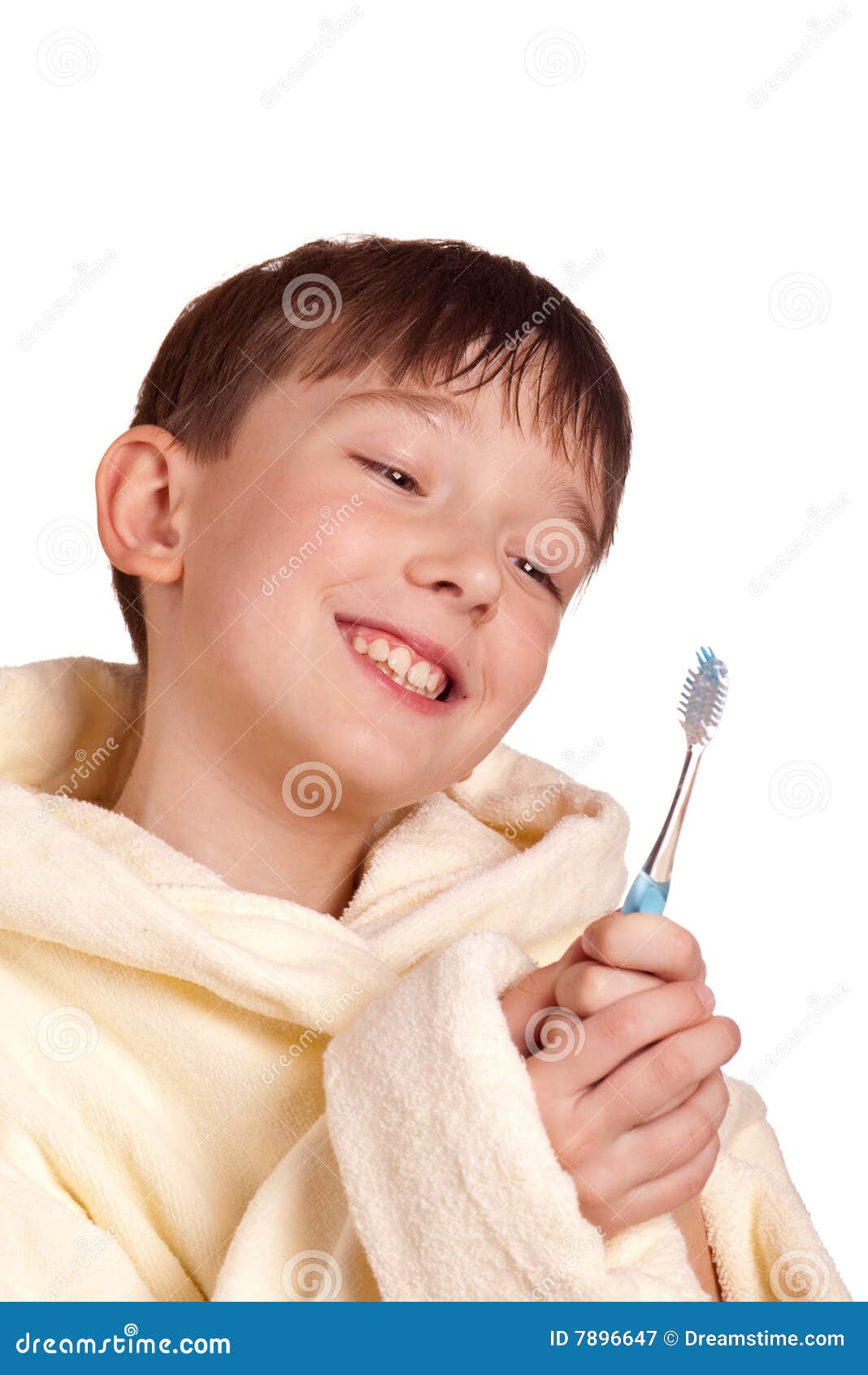 A Boy Brushing His Teeth after Bath Stock Image - Image of clean ...