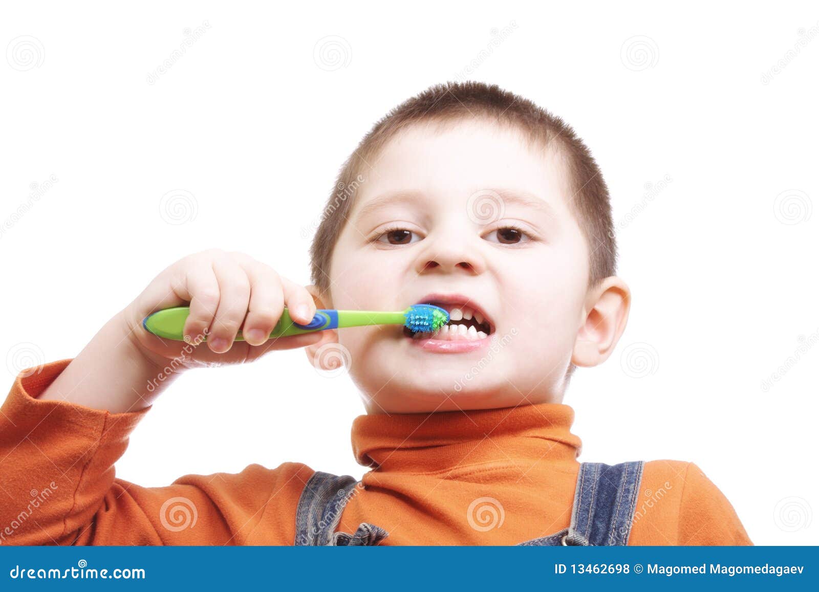 Boy brushing teeth stock photo. Image of horizontal, child - 13462698
