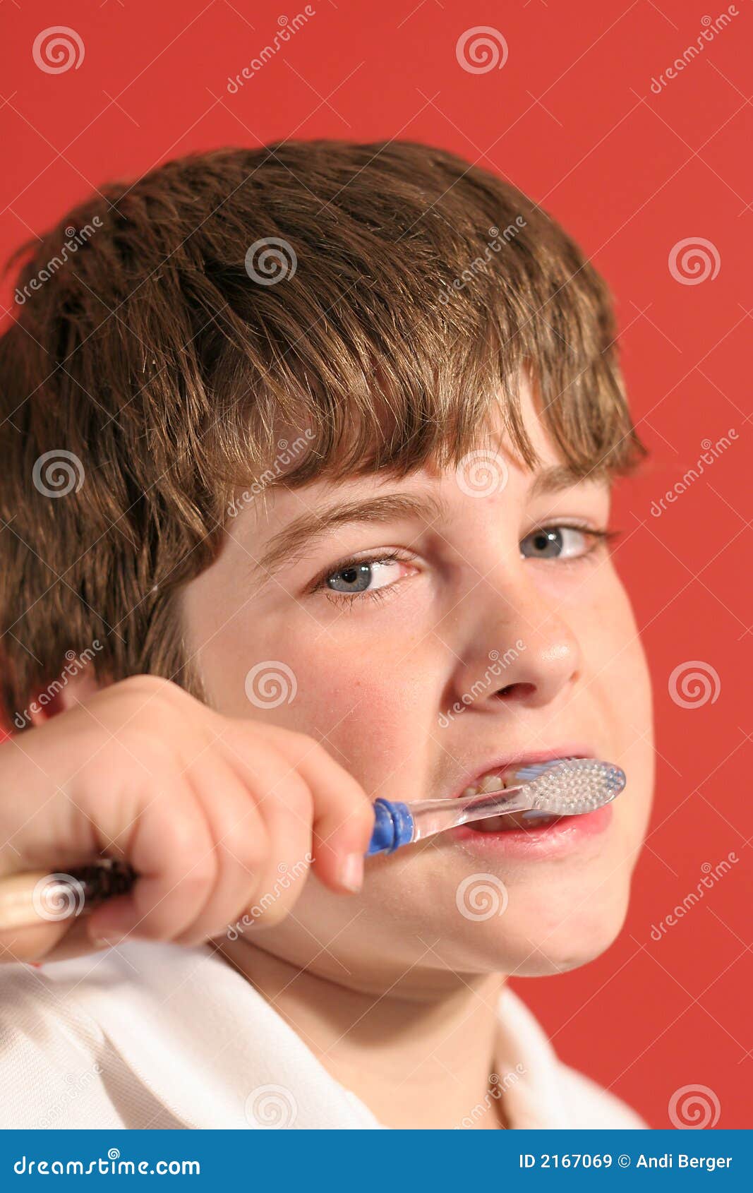 Boy Brushing Teeth Vertical Up Picture. Image: 2167069