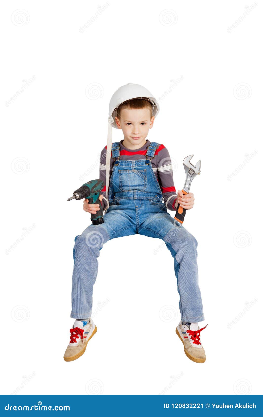 Boy Builder Helper in Helmet Stock Image - Image of craft, childhood ...