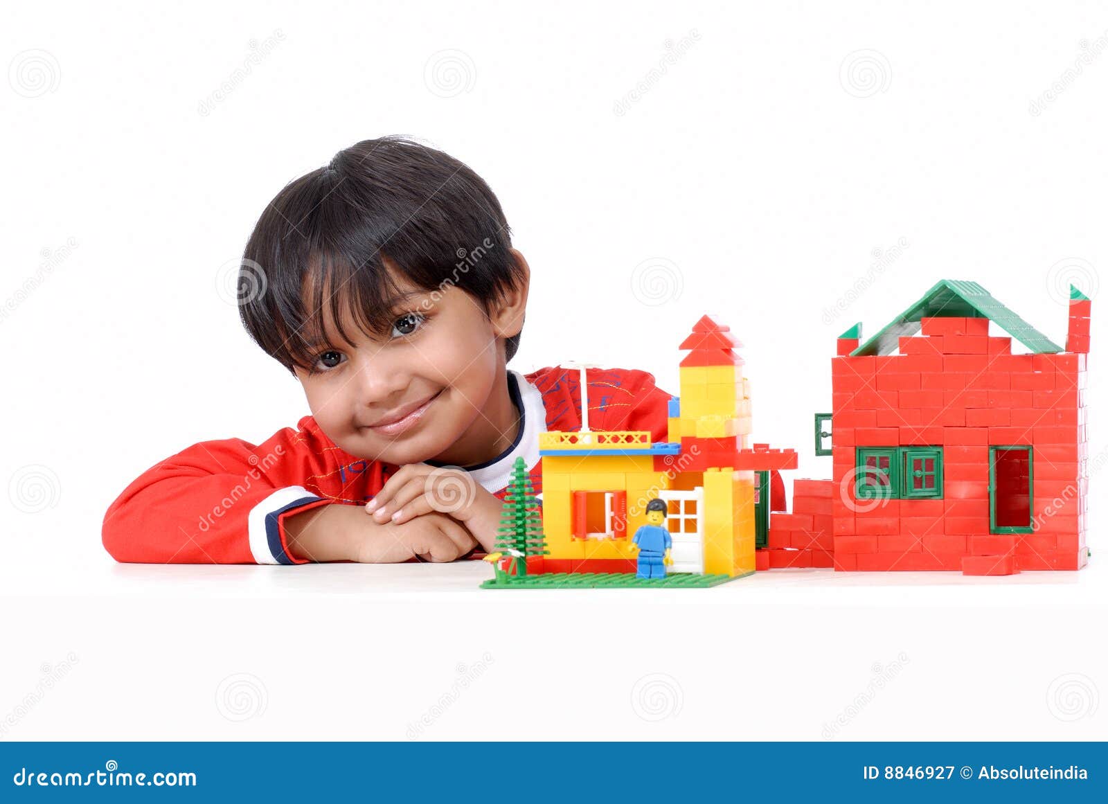Boy with building blocks stock image. Image of education - 8846927